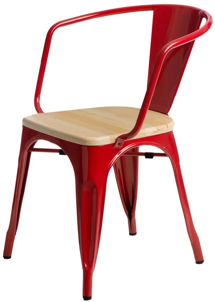 Culty Jídelní židle Tolix 45 s područkami, červená/borovice