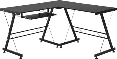HOMCOM počítačový stůl, flexibilní pracovní stanice MDF ocel černá, 210 x 50 x 73,5 cm