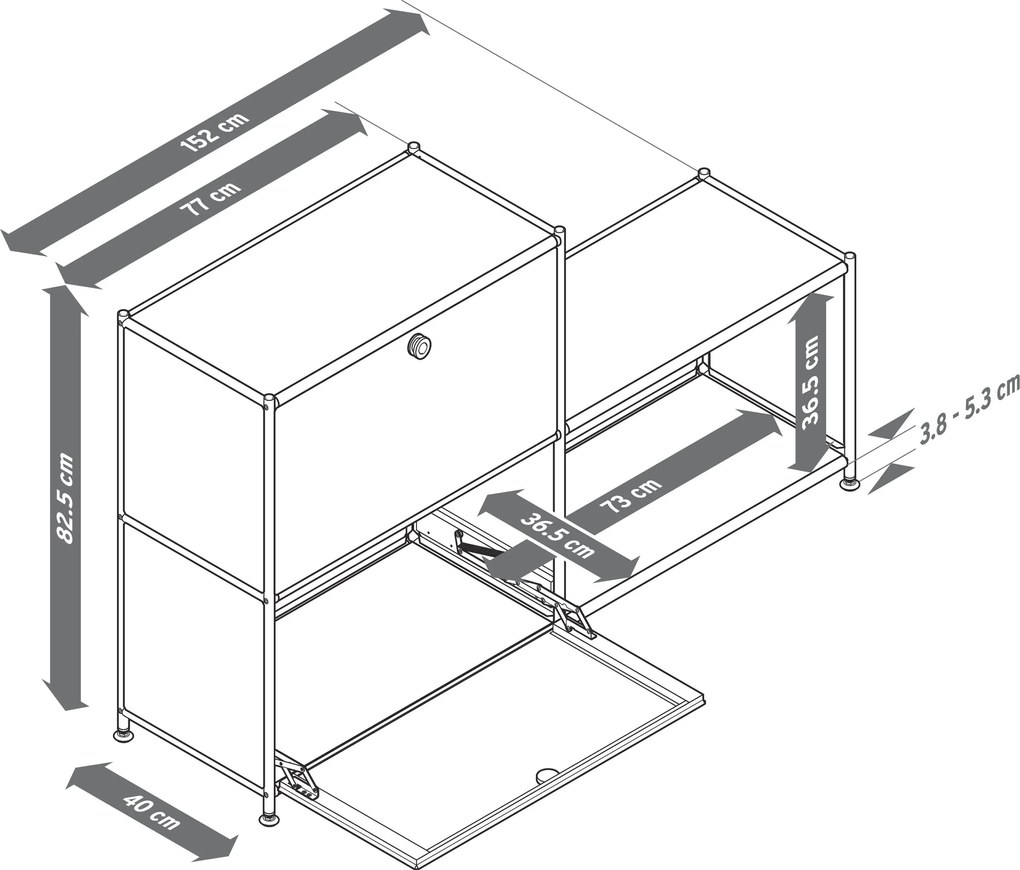 Tchibo - Kovový regál CN3 se 3 přihrádkami - barva: bílá