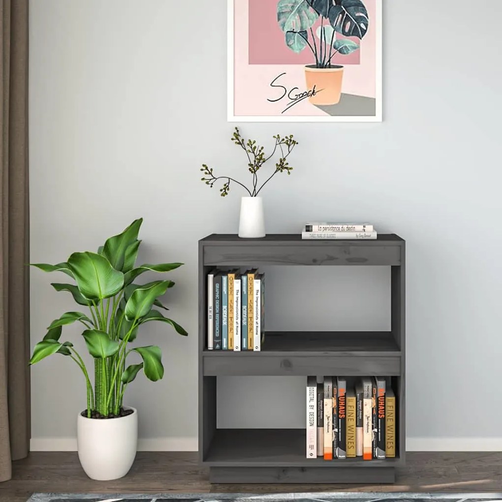 vidaXL Knihovna 60 x 35 x 71 cm masivní dřevo borovice [810861] Barva: Šedá
