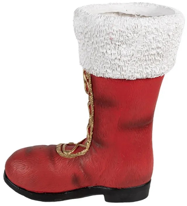 Vánoční dekorace červená keramická holínka Santa Clause – 32x19x36 cm