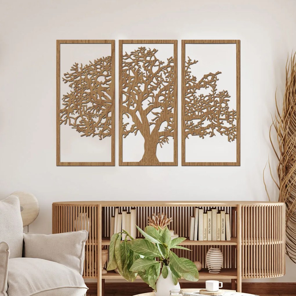 dřevo života 3 dílný dřevěný strom XXL Zvolte barvu dekoru: Wenge, Rozměry šxv (cm): 219x160