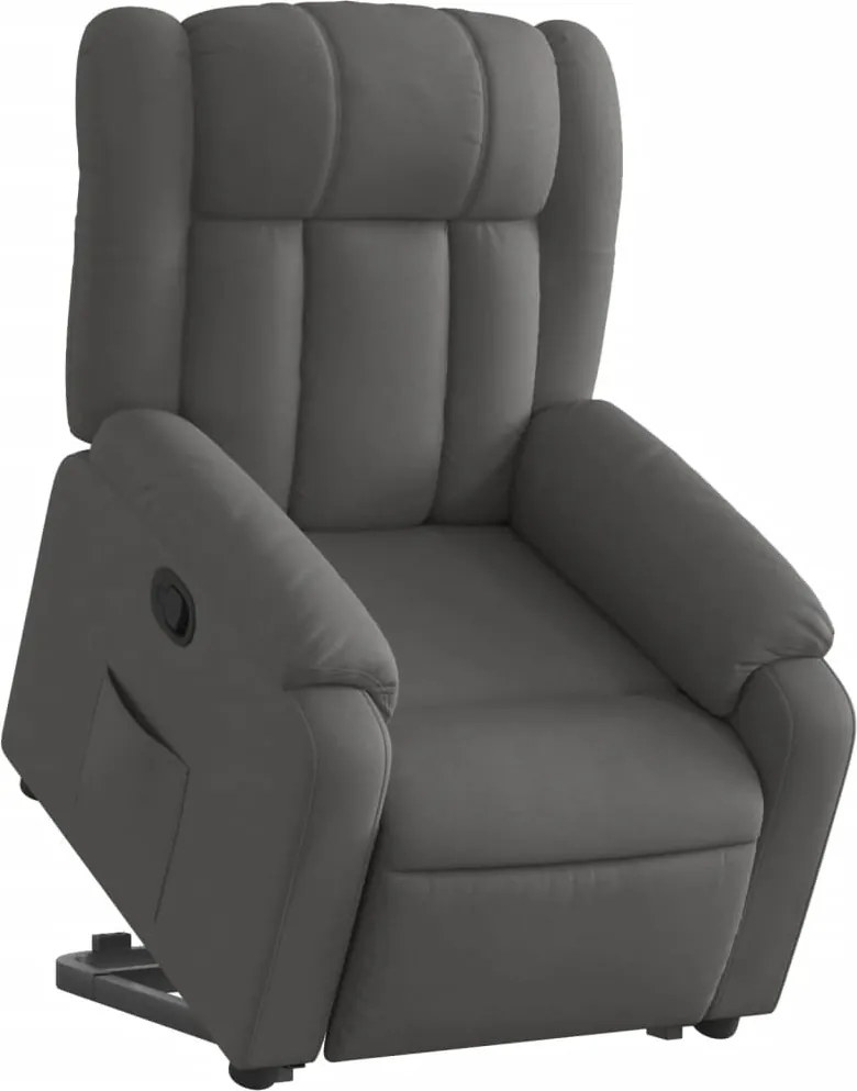 Zvedací polohovací křeslo tmavě šedé textil 3205317