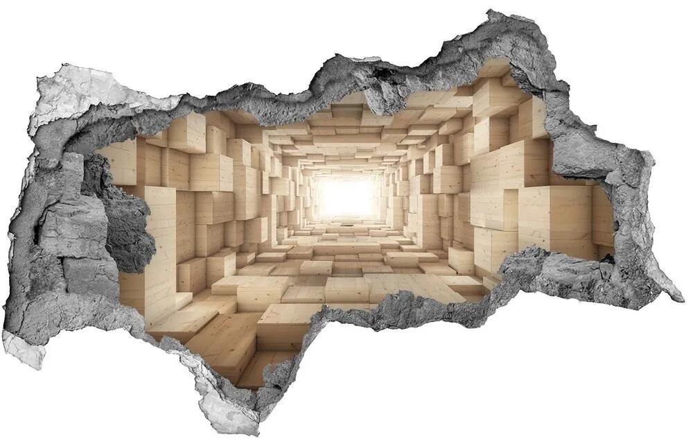 Wallmuralia Díra 3D fototapeta nálepka Dřevěný tunel 95x73 cm