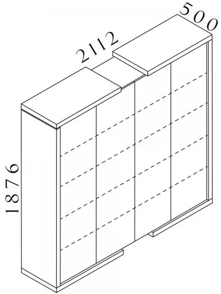 Vysoká skříň Lineart 211,2 x 50 x 187,6 cm