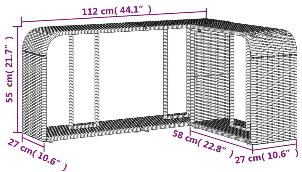 vidaXL Úložné regály 2 ks světle šedé polyratan