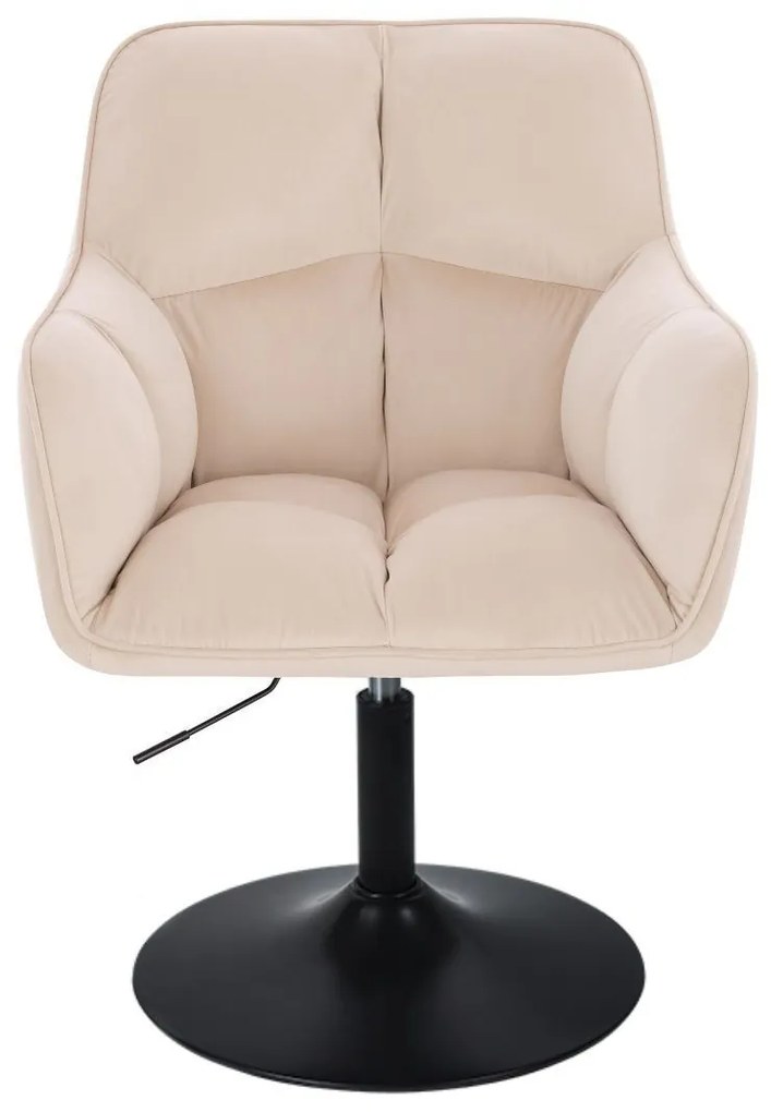 LuxuryForm DESIGN Otočné křeslo AMALFI VELUR na černém talíři - krémové