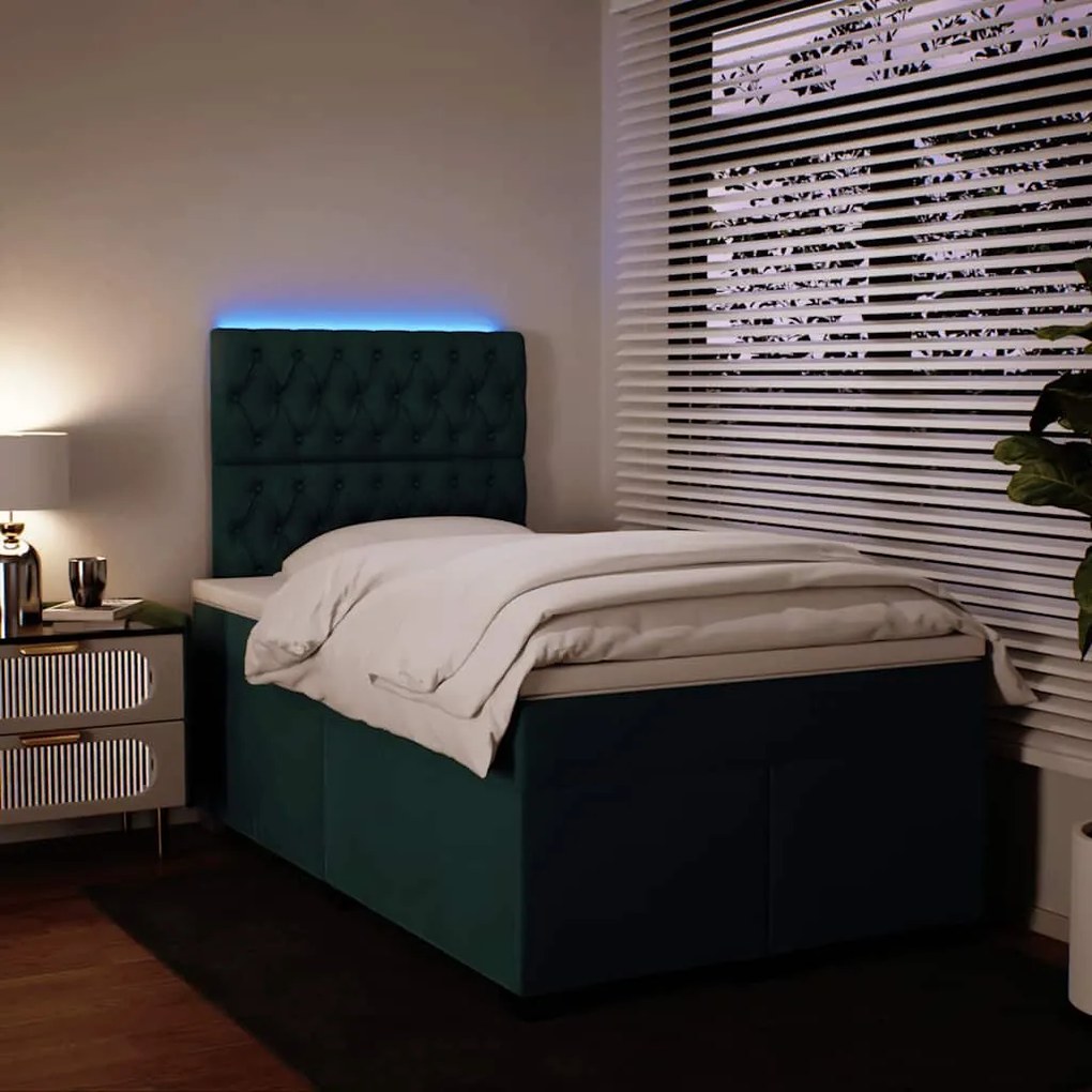 Box spring postel s matrací tmavě zelená 120x190 cm samet 3293167