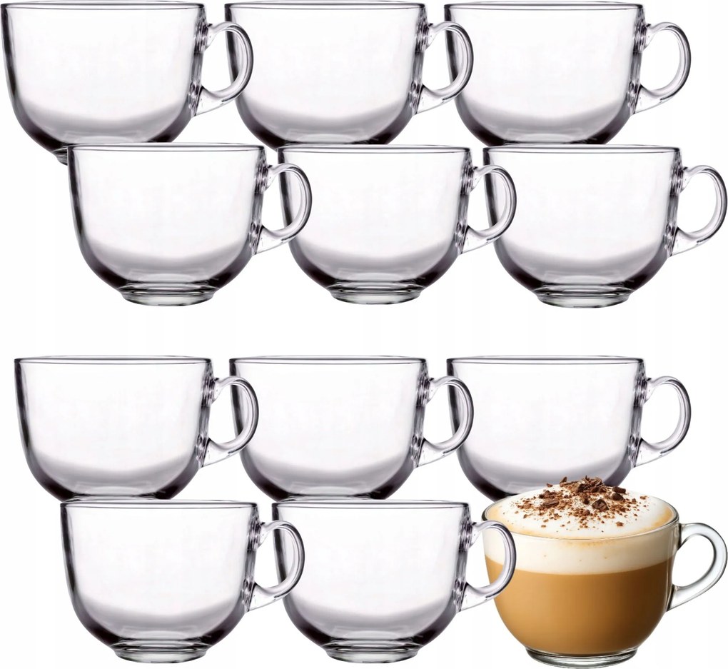 12 x Šálek S Uchem Na Kávu Čaj Cappuccino Nápojů 450 ml