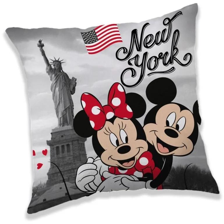 JERRY FABRICS Polštářek Mickey a Minnie New York Polyester, 40/40 cm