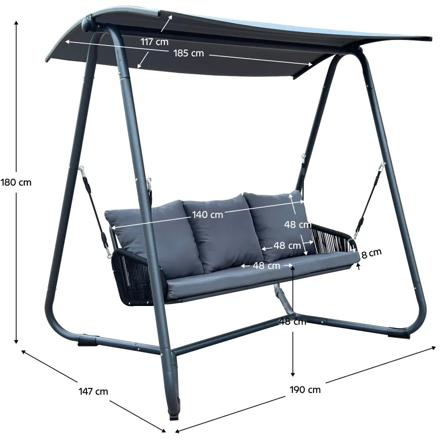 Kondela Zahradní houpačka, šedá/tmavě šedá, JAIRA