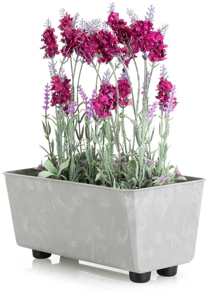 PLASTOVÝ KVĚTINÁČ SALVIA 28,5X17 CM IMITACE BETONU ŠEDÁ