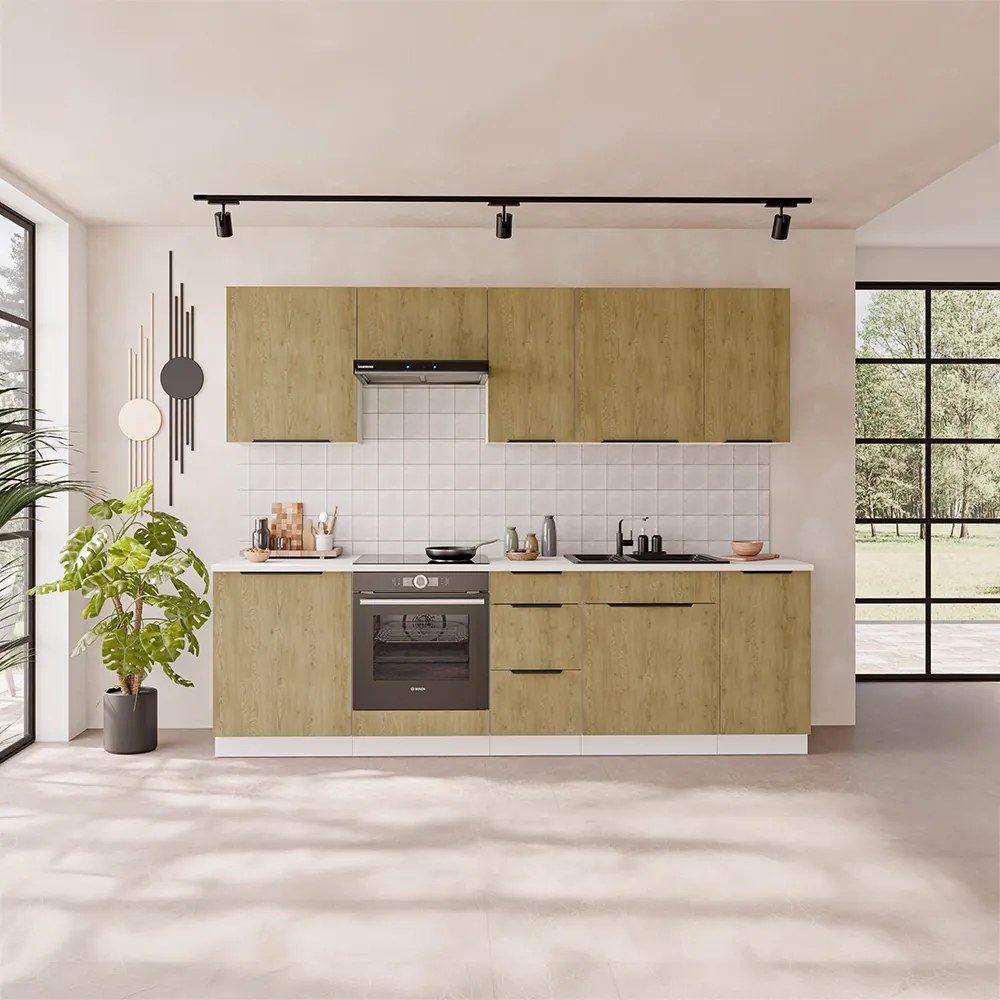 CREMONA bc | vysoká skříňka 60 DKS-210 3S1F potravinová | UNI dvířka | 60 cm | PREMIUM BOX | bílá/cremona