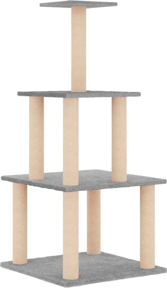 Škrabadlo pro kočky se sisalovými sloupky světle šedé 111 cm 171733