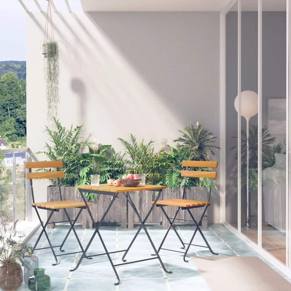 3dílný skládací bistro set masivní akáciové dřevo 313157