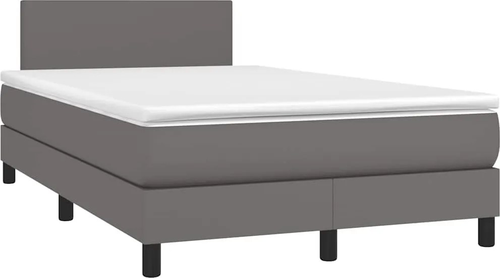 Box spring postel s matrací a LED šedá 120 x 190 cm umělá kůže 3270127