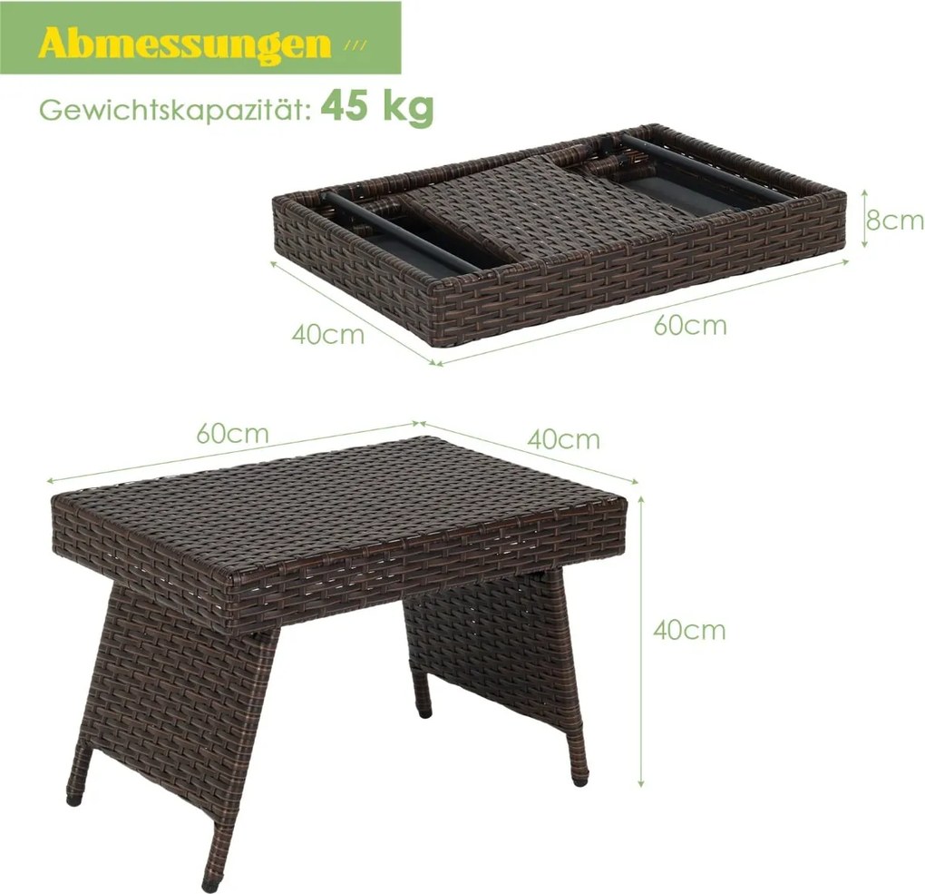 Costway Skládací konferenční stolek Venkovní s deskou z PVC – 60 × 40 × 40 cm