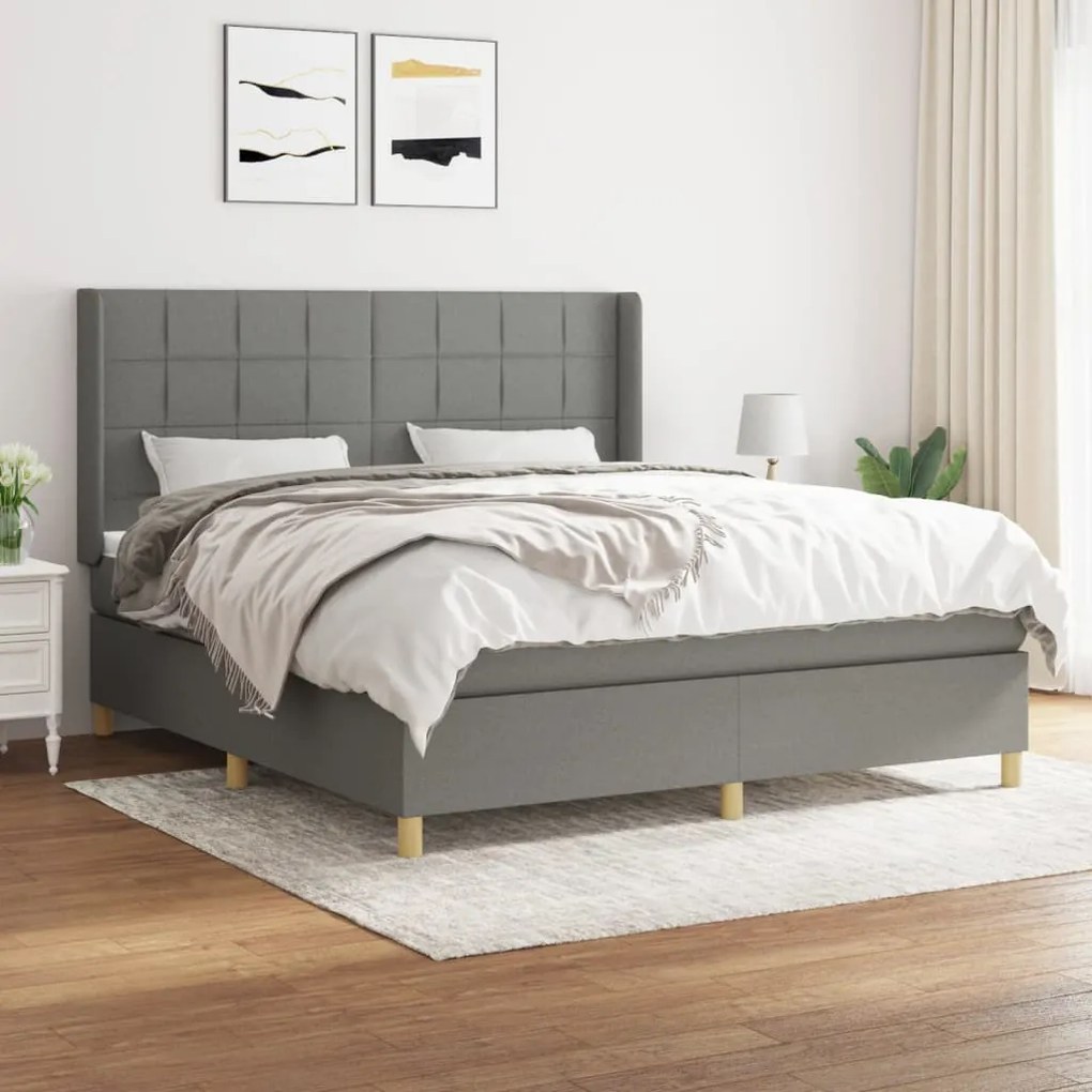 Box spring postel s matrací tmavě šedá 180x200 cm textil 3132010