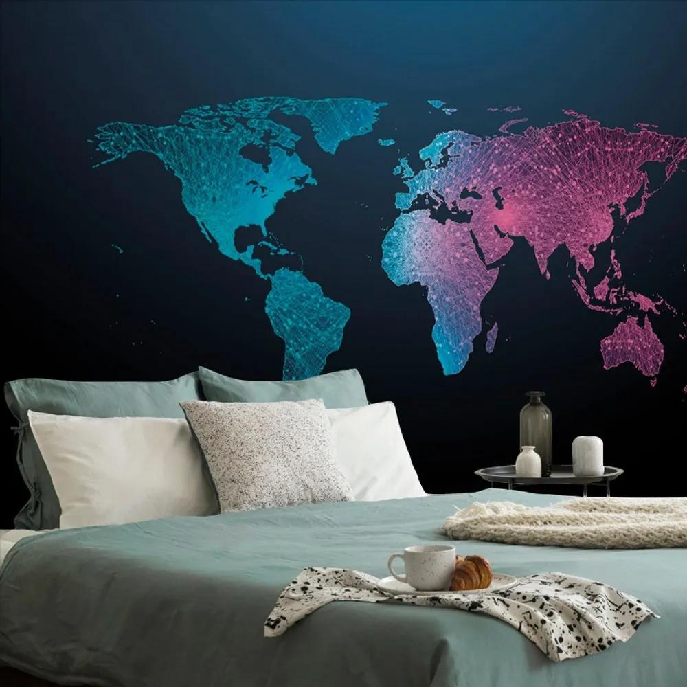 Tapeta noční mapa světa - 150x100 cm