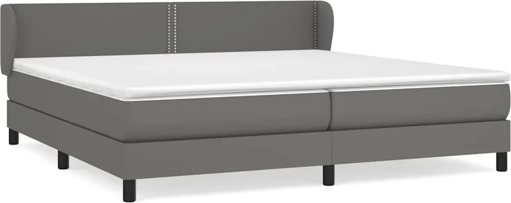 Box spring postel s matrací šedá 200x200 cm umělá kůže 3127275