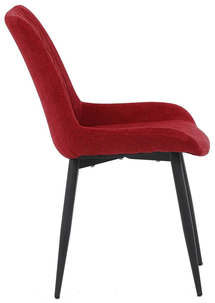 Jídelní židle, červená látka, černý kov