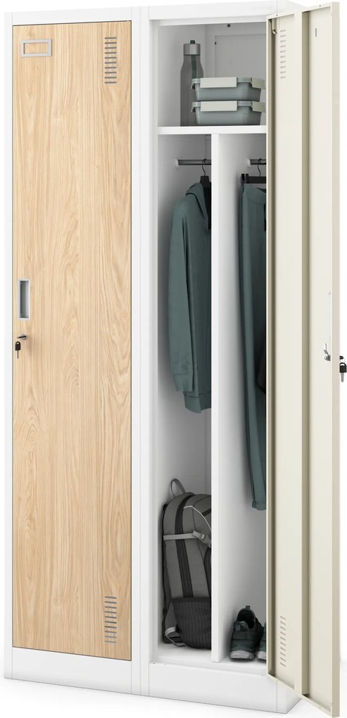Šatní skříňka pro zaměstnance 4-boxová, bílá/dub sonoma, 800x1800x500 mm: KACPER Eco Design