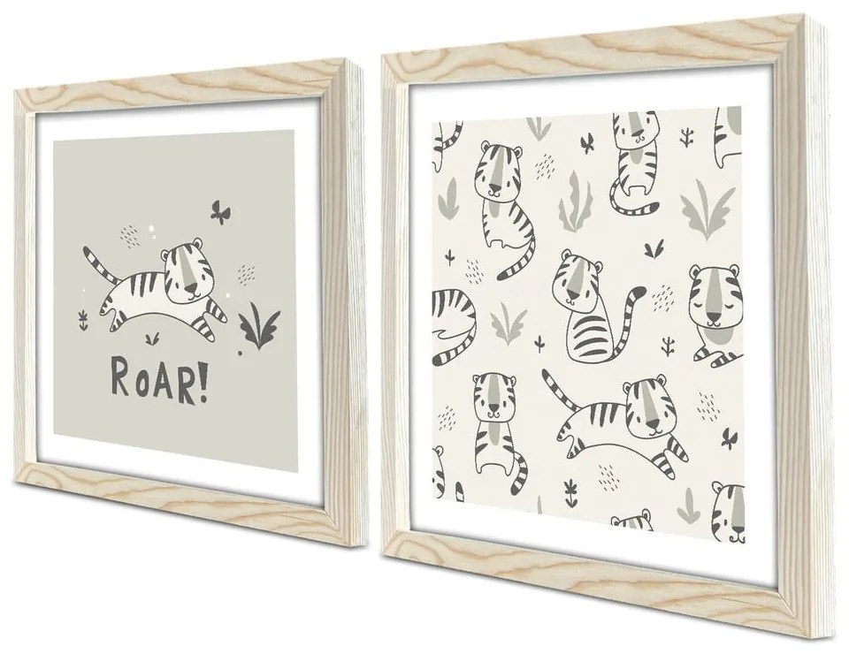 Dětské obrázky v sadě 2 ks 33x33 cm Roar – Wallity