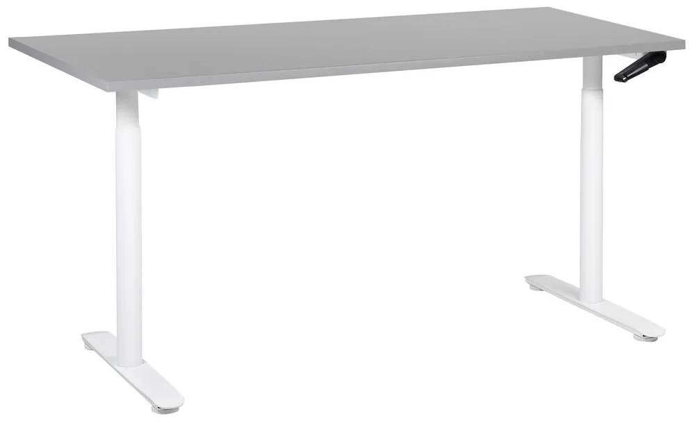 Manuálně nastavitelný psací stůl 160 x 72 cm šedý/bílý DESTINAS Beliani