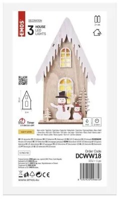 Dřevěná LED dekorace Snowi s časovačem 28,5 cm teplá bílá