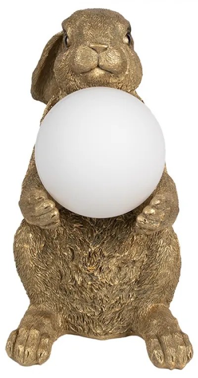 Stolní lampa ve tvaru zlatého zajíčka držícího žárovku – 27x19x35 cm