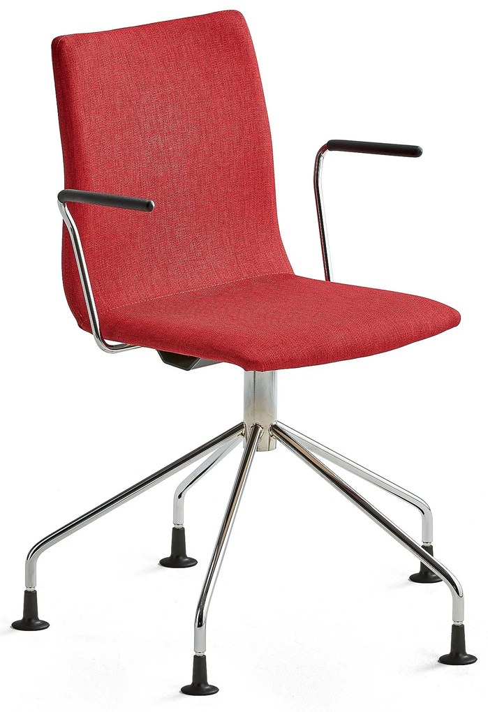 AJ Produkty Konferenční židle OTTAWA, s područkami, podnož pavouk, červená, chromovaný rám