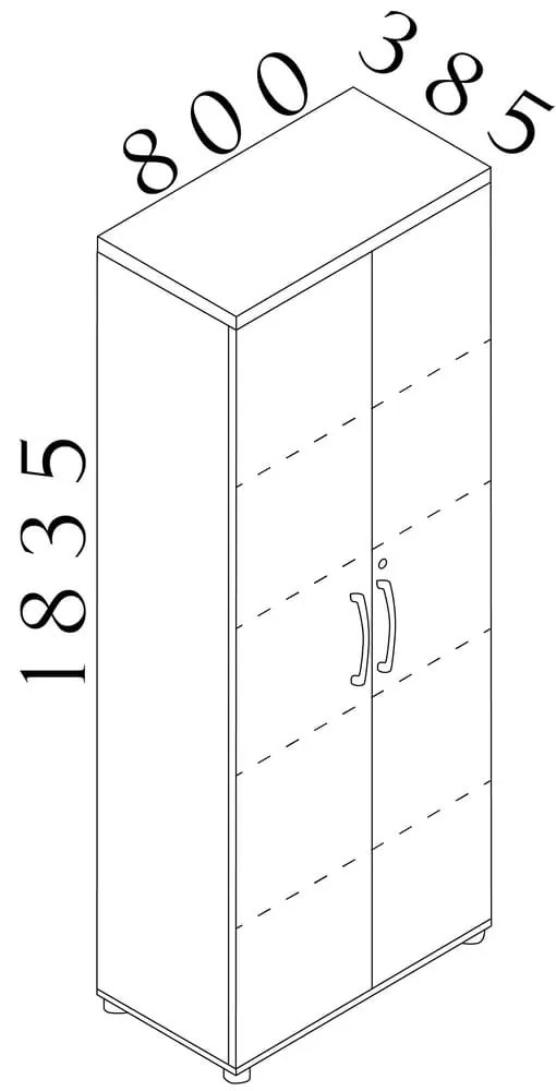 Vysoká skříň Visio LUX 80 x 38,5 x 183,5 cm, ořech