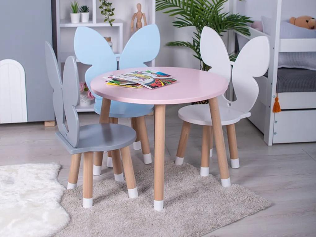 Manibox Kulatý dětský stůl ze dřeva + jméno ZDARMA Zvolte barvu: Růžová