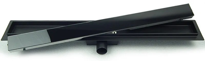 BPS-koupelny Sprchový odtokový žlab 2in1 DL01 GLASS HYD-2659 60 cm, černý