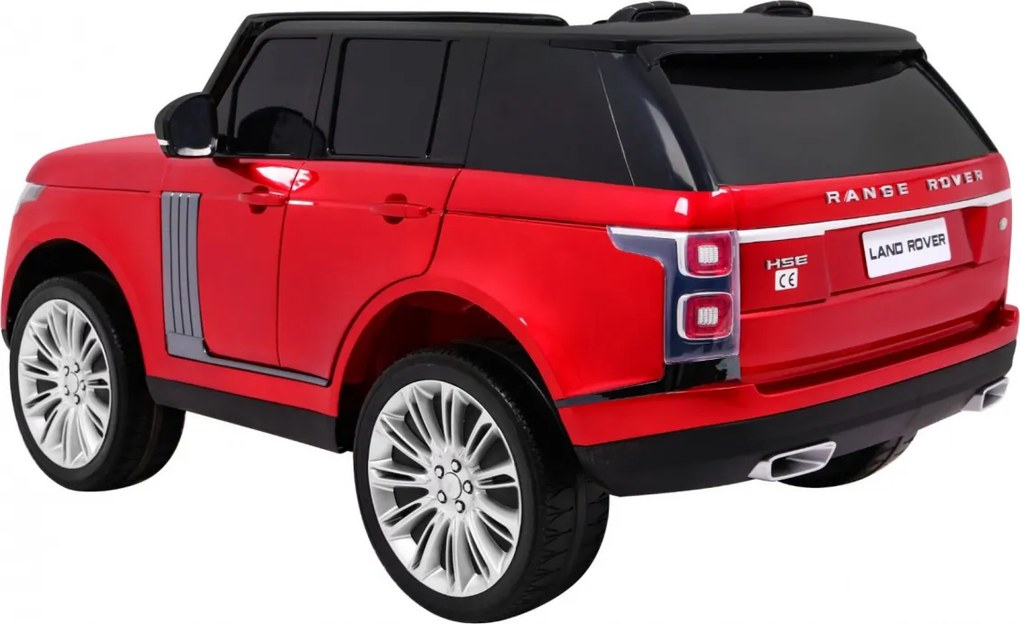 Ramiz Range Rover HSE lakované dětské auto pro 2 děti červené SUV + ovladač na dálkové ovládání + audio panel