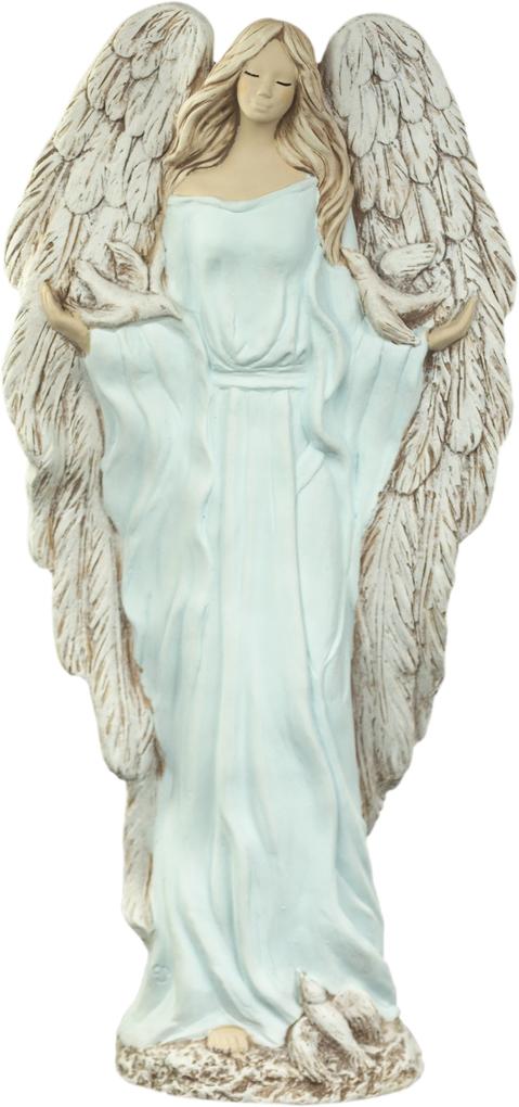 Anděl ze sádry Gloria nebesky modrý 127-08-1
