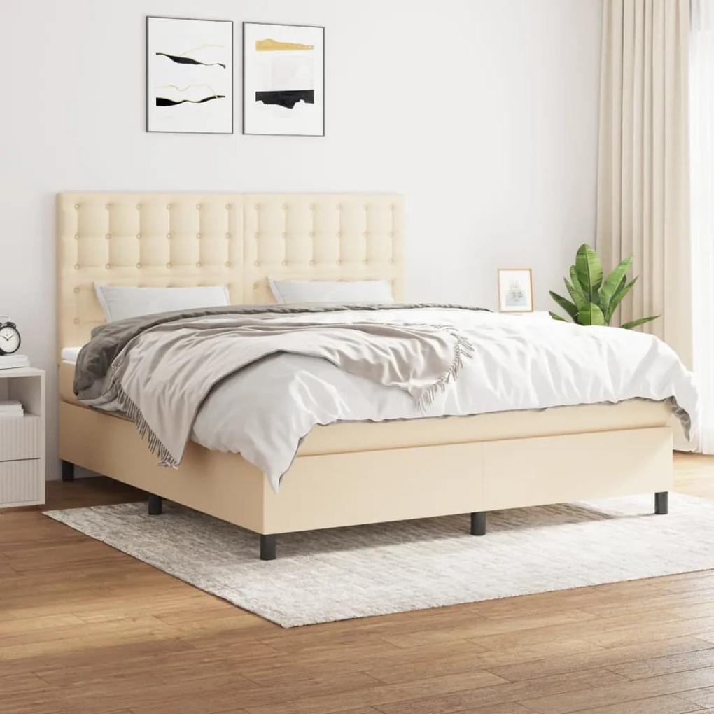 Box spring postel s matrací krémová 160x200 cm textil,  3142110