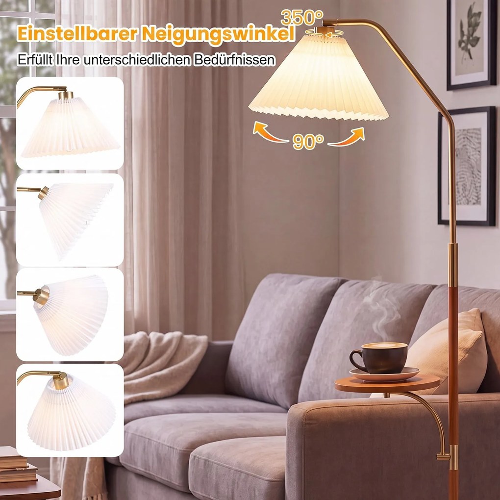 Costway Stojací lampa 160 cm s policí skládaného papírového stínidla