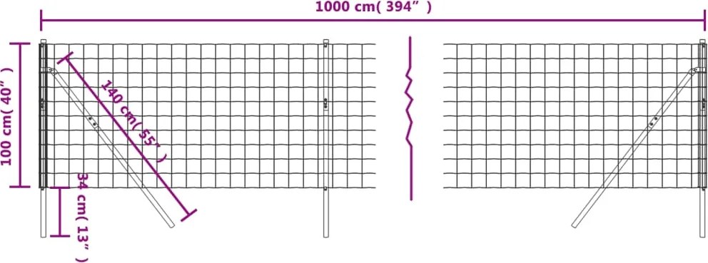 Drátěné pletivo zelené 1 x 10 m pozinkovaná ocel 154081
