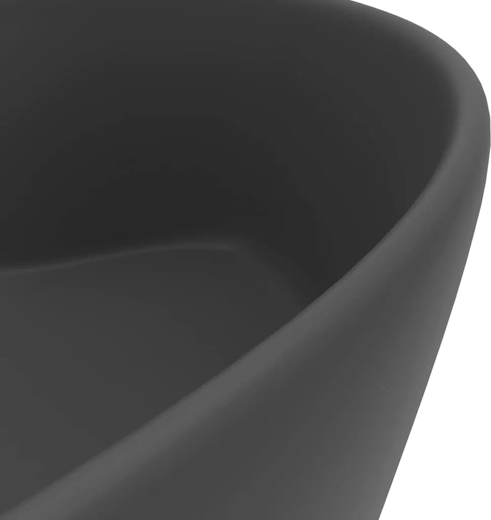 Luxusní umyvadlo přepad matné tmavě šedé 36 x 13 cm keramické 147038