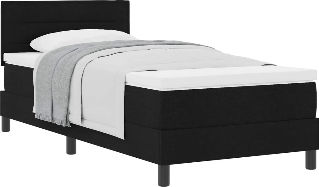 Postel s boxspringem s čelo Černý 90 x 200 cm textil 3338582
