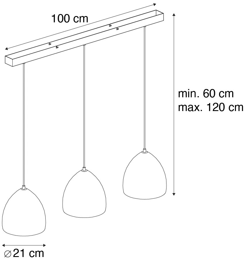 Moderní závěsné svítidlo černé s šedým betonem 3-světla - Eton
