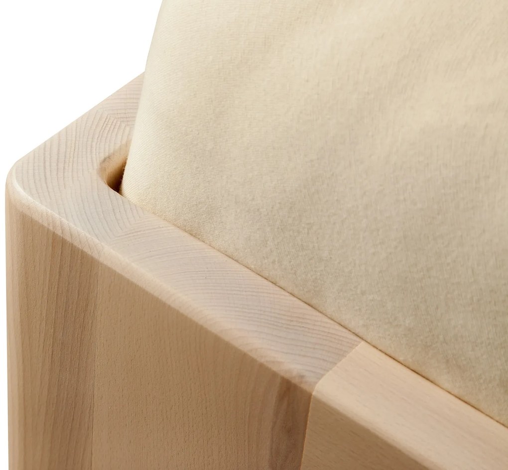 Krajča Manželská postel ze dřeva Aurora 180 x 200 cm (buk) Povrchová úprava: Bez nátěru, Druh dřeva: Buk, Barva čalounění: Hnědá