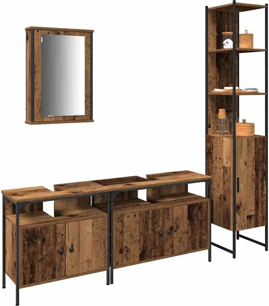 Sada koupelnového nábytku 4 ks Staré dřevo 33 x 33 x 185,5 cm 3332589