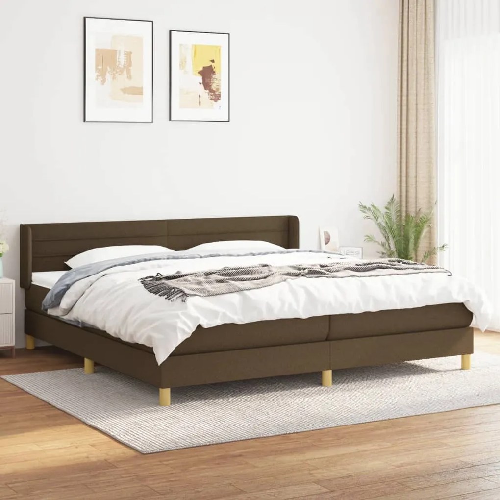 Box spring postel s matrací tmavě hnědá 200x200 cm textil 3130380