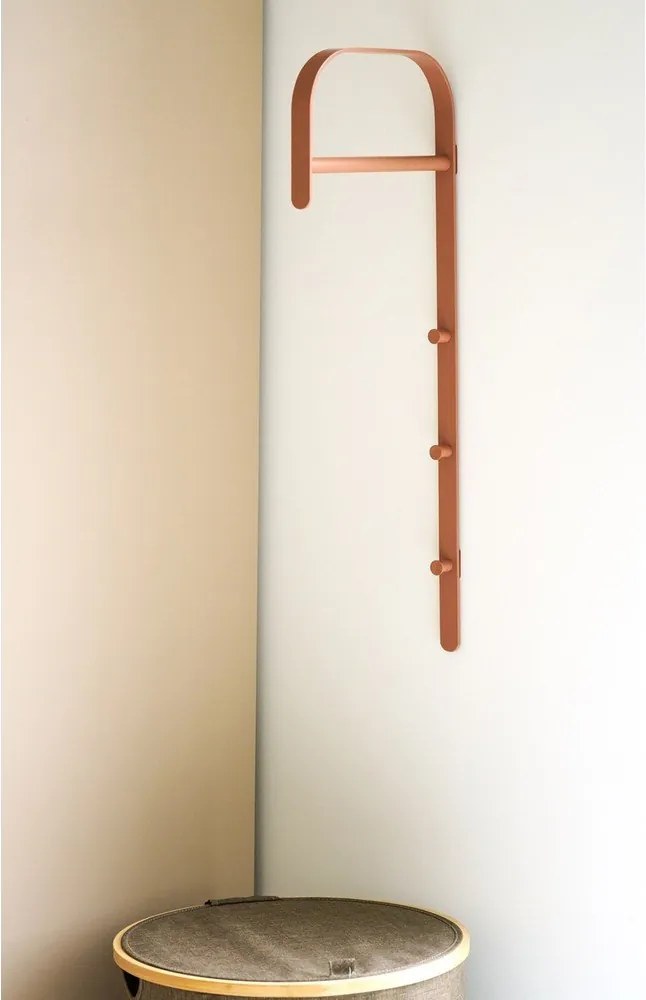 Koňakově hnědý kovový nástěnný stojan na oblečení 30x80x3 cm Gresto – House Nordic