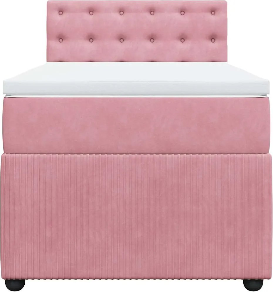 Box spring postel s matrací růžová 90x190 cm samet 3287619