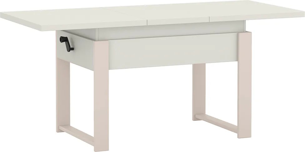 Rozkládací polohovací konferenční stolek HOGO 3v1 | 120-157x62,5-74,5x67 cm | síla horní desky 32 mm | bílá/nohy kašmír