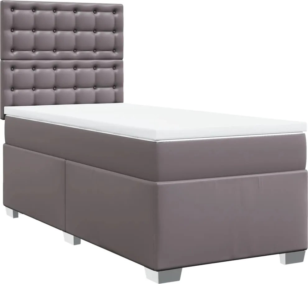 Box spring postel s matrací šedá 100x200 cm umělá kůže 3293010