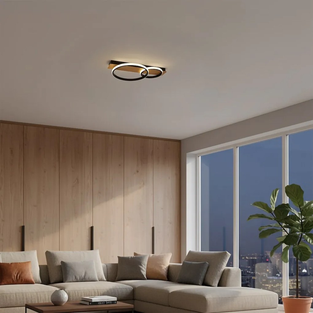 Stropní LED svítidlo Rowena, 2x LED 14w, 4000k, b/imitace dřeva